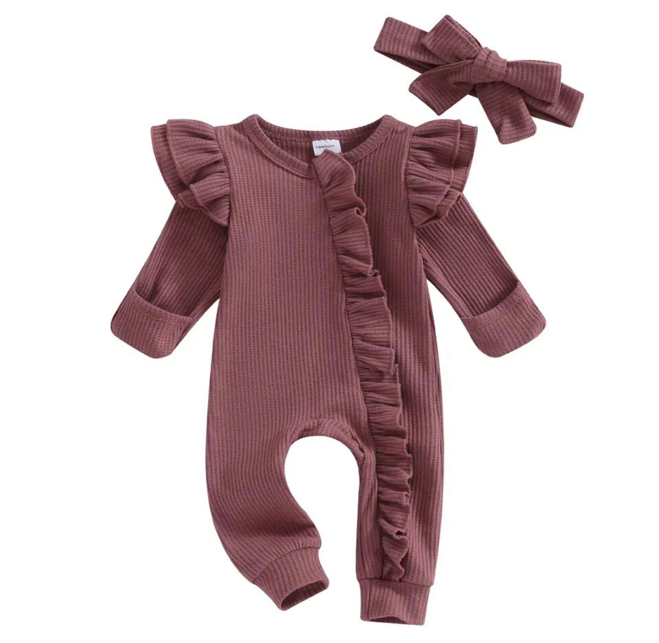 2pcs Waffle Ruffle Onesie – TinyTeenyTots