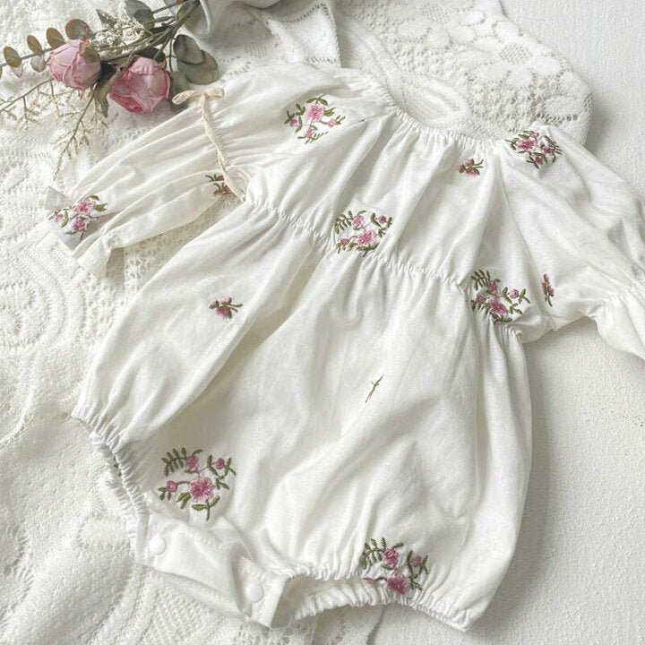 Floral Embroidered Baby Romper – TinyTeenyTots